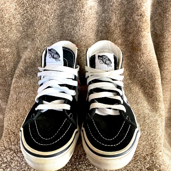 Vans | Shoes | Kids Size 5 Vans High Top Checkerboard Blackwhitered ...